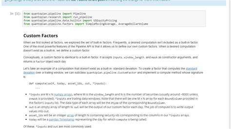 Quantopian Pipeline Lesson 10 Custom Factors YouTube