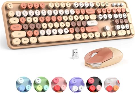 Mofii Wireless Keyboard And Mouse Combo Milk Tea Colorful Round Key Typewriter Keyboards 2 4g