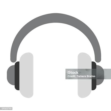 회색 헤드폰 헤드셋 아이콘은 플랫 스타일입니다 격리된 흰색 배경의 헤드폰 벡터 일러스트레이션입니다 오디오 가젯 비즈니스 개념 Dj에 대한 스톡 벡터 아트 및 기타 이미지