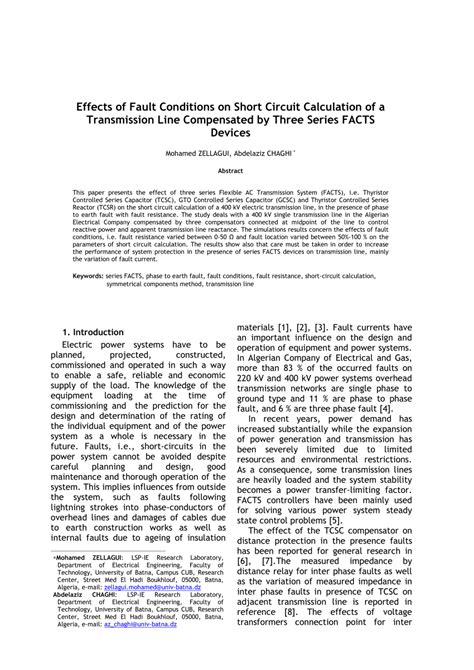 Pdf Effects Of Fault Conditions On Short Circuit Calculation Of A Transmission Line
