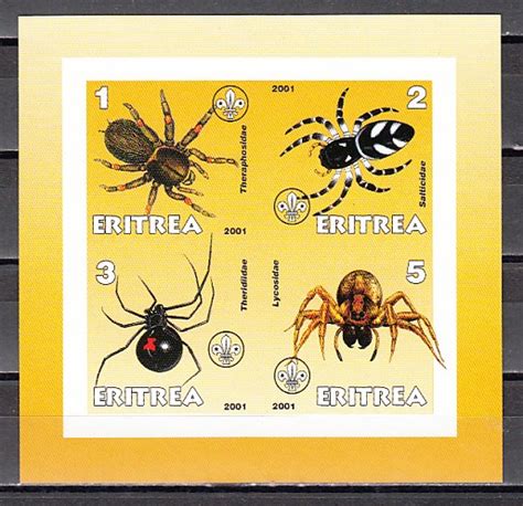 Eritrea Cinderella Issue Spiders On An IMPERF Sheet Of Africa Eritrea Stamp