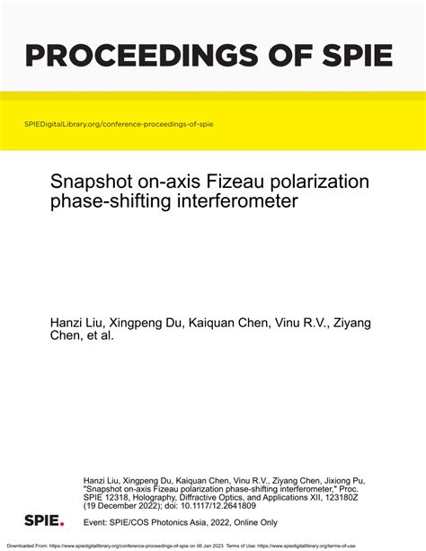Pdf Snapshot On Axis Fizeau Polarization Phase Shifting Interferometer