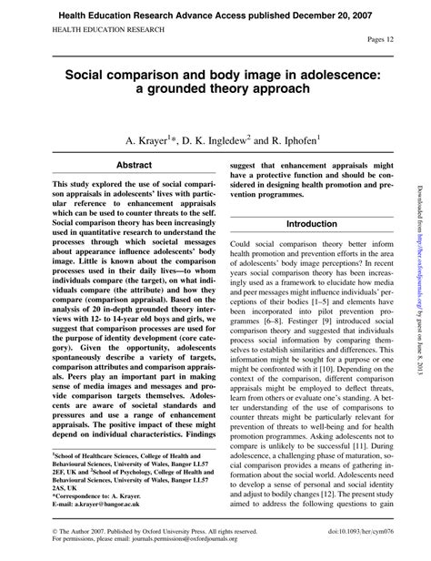Pdf Social Comparison And Body Image In Adolescence A Grounded