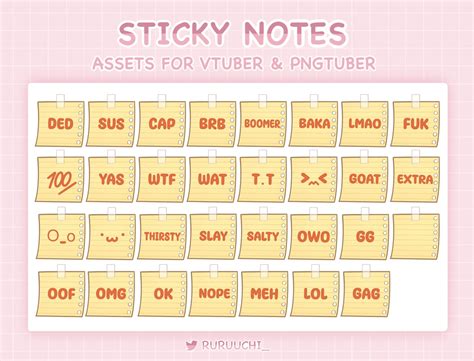 93 Sticky Notes Assets For Vtuber Pngtuber Overlay P2u Vtuber Stream