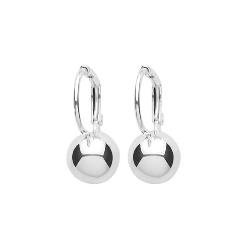 Silver Leverback Ball Drops Earrings