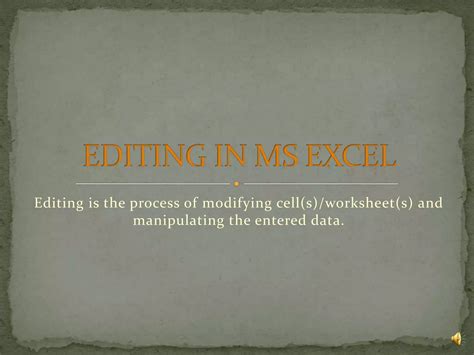 Editing In Ms Excel Ppt