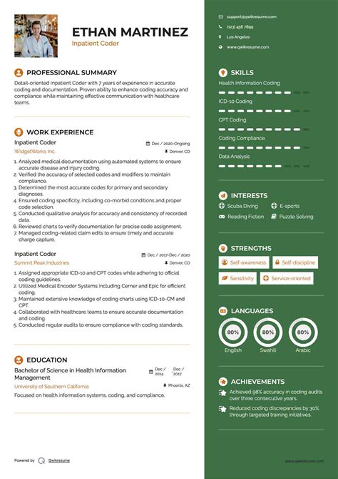 10 inpatient coder resume samples and templates for 2025