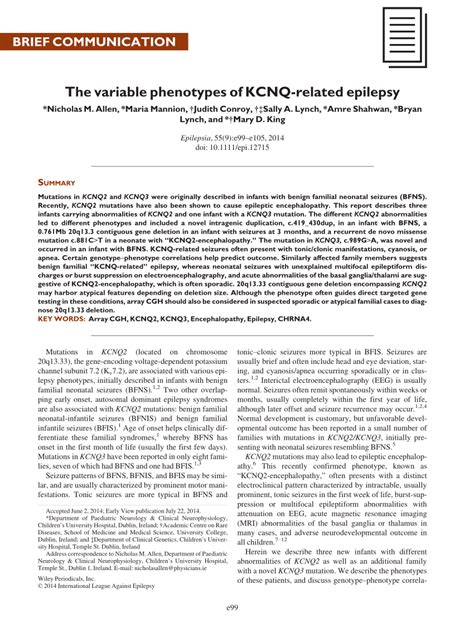 Pdf The Variable Phenotypes Of Kcnq Related Epilepsy