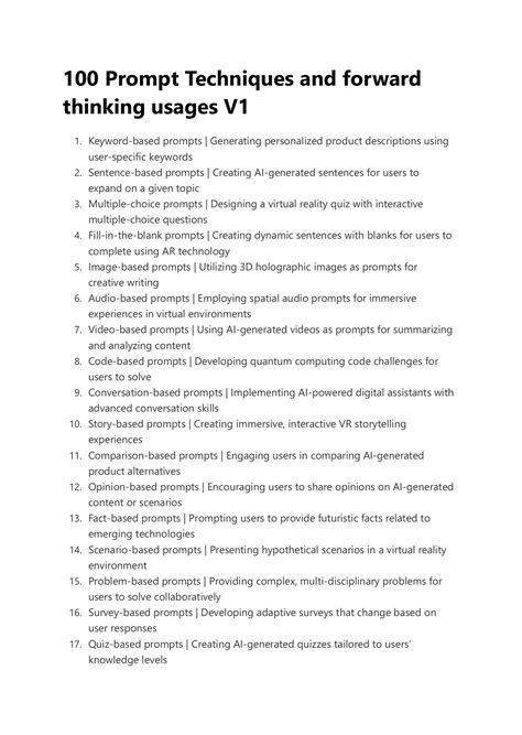 Prompt Techniques And Forward Thinking Usages V Pdf DocDroid