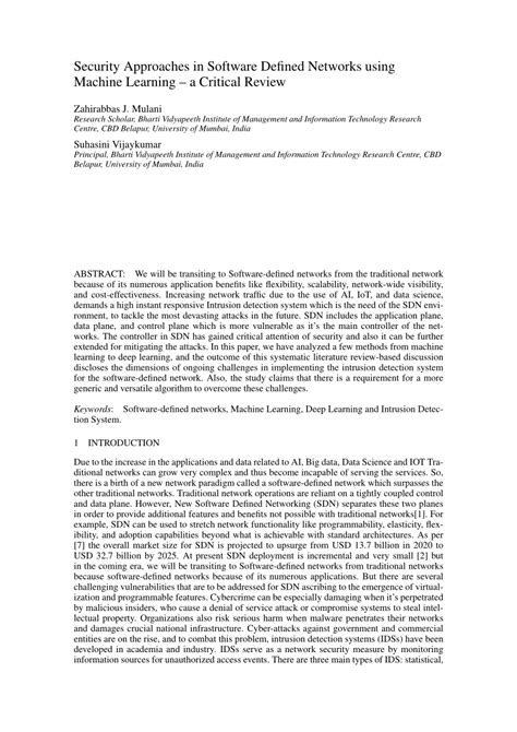 Pdf Security Approaches In Software Defined Networks Using Machine