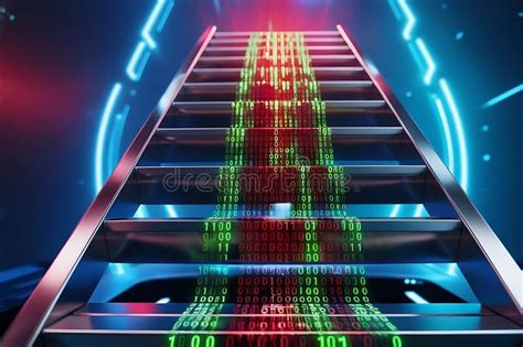 Futuristic Digital Background With A Ladder Embedded With Cascading
