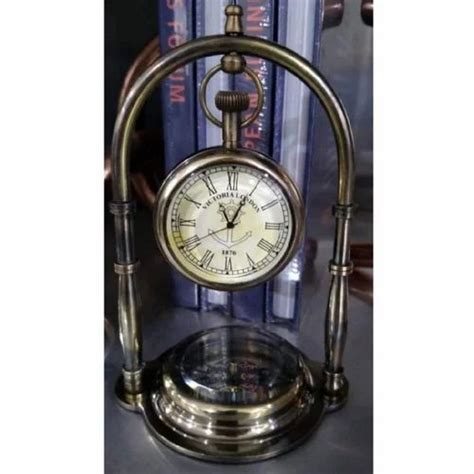 Stainless Steel Silver Shelf Clock Display Compass For Laboratory Sizediameter 4 Inch Clock