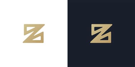 검은색과 금색 배경의 Zz 로고 프리미엄 벡터