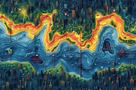A Map Showcasing A Dense Urban Area With A Multitude Of Buildings Stock