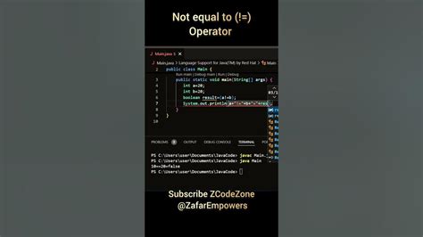this s how not equal to operator works subscribe zafarempowers coding javaexperts like