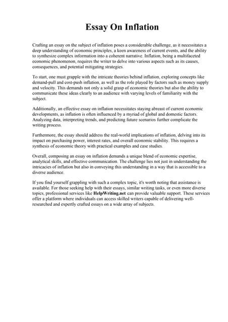 Essay On Inflation University Of Montevallo Pdf