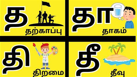 உயிர் மெய் எழுத்துக்கள் த தா தி தீ வரிசை சொற்கள் Cartoonichub1299 Youtube