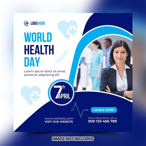 세계 보건 헤이 포스트 디자인 템플릿 프리미엄 벡터
