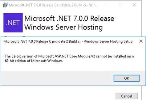 Net 700 Rc1 Aspnet Core Hosting Bundle Fails To Install X64 Runtimeancm On Server 2016