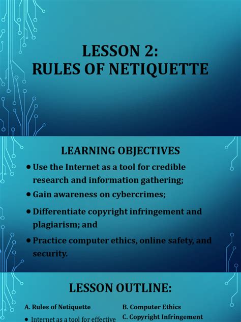 Lesson 2 Rules Of Netiquette Students Pdf Copyright Copyright Infringement