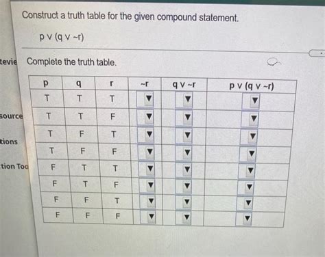 Solved Construct A Truth Table For The Given Compound
