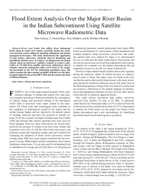 Pdf Flood Extent Analysis Over The Major River Basins In The Indian Subcontinent Using