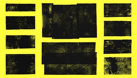 Linocut 릴리프 인쇄 활판 인쇄 사각형 그런지 모양 줄무늬 거친 질감 세트 컬렉션 블랙 Linocutting 질감 배경 텍스트 상자 프레임 페인트 롤러 기하학적 얼룩