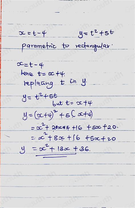 Solved The Parametric Equations X T 4 And Y T 2 5t Represent A Plane Curve Which Of The