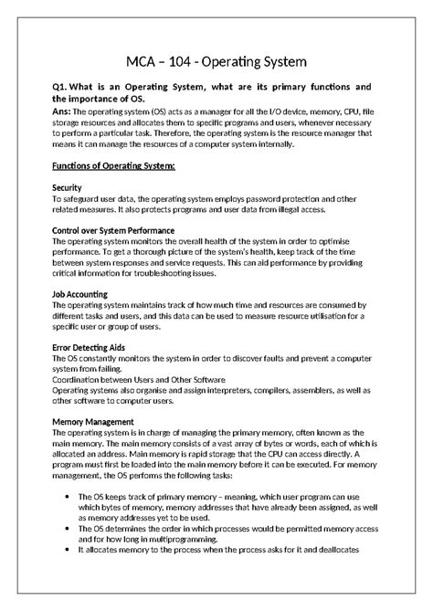 Mca 104 Operating System Mca 104 Operating System Q1 What Is