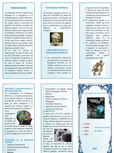 156999317 Triptico Inteligencia Artificial Pdf Inteligencia