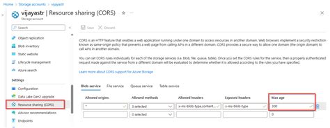 How To Reset Cors Max Age In Azure Blob Storage Stack Overflow