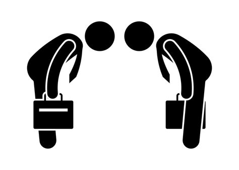 Stick Figure Stickman Icon Human Silhouette Two Businessmen Bow To