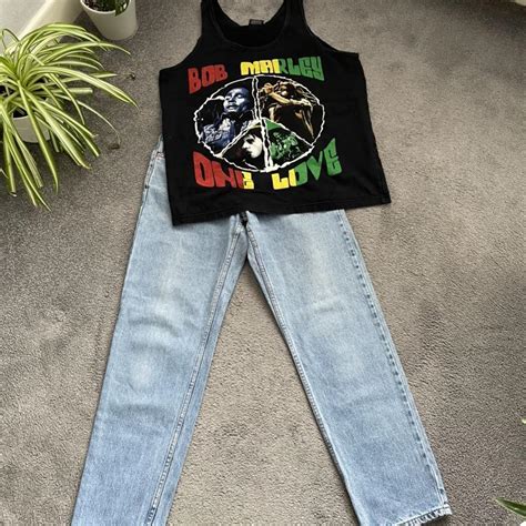 90s Bob Marley Print Vest Large Mens Fits Medium Depop