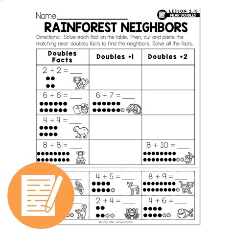Lucky To Learn Math 1st Grade Lesson 215 Adding Near Doubles Independent Practice