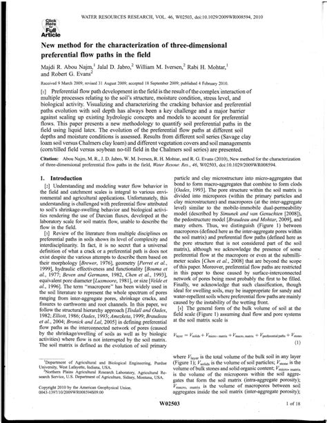 Pdf New Method For The Characterization Of Three Dimensional Preferential Flow Paths In The Field