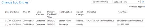 Dynamics NAV Sleuthing Change Log Stoneridge Software