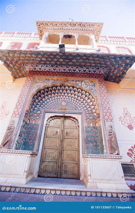 Peacock Gate In Jaipur City Palace Rajasthan India Stock Image