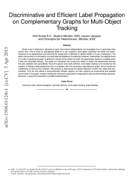 Pdf Discriminative And Efficient Label Propagation On Complementary