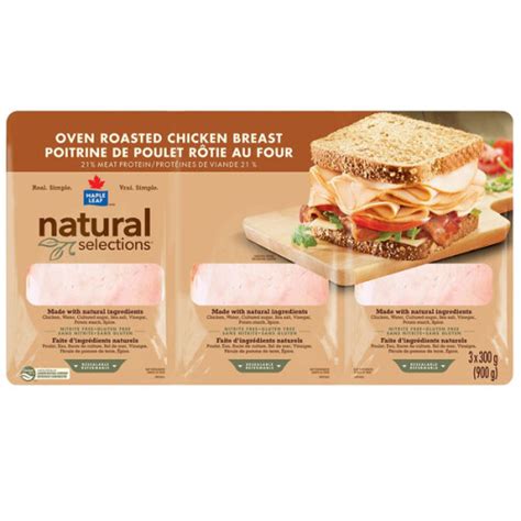Maple Leaf Natural Selections Sliced Oven Roasted Chicken Breasts 3 X