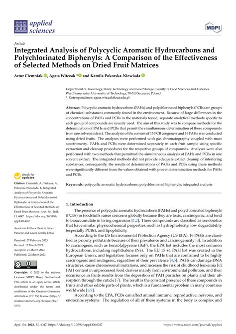 Pdf Integrated Analysis Of Polycyclic Aromatic Hydrocarbons And Polychlorinated Biphenyls A