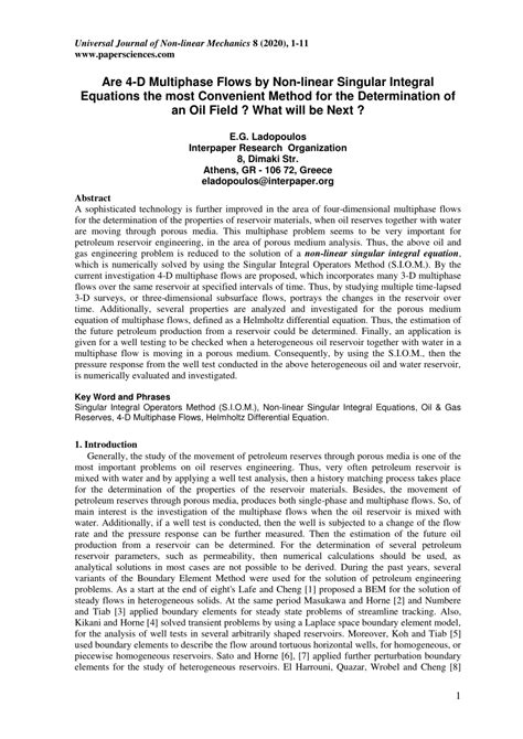 Pdf Are 4 D Multiphase Flows By Non Linear Singular Integral Equations The Most Convenient
