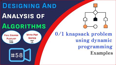 01 Knapsack Problem Using Dynamic Programming Daa Youtube