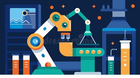 A Robotic Arm Conducting An Experiment In The Robotics Lab Stock Illustration Illustration