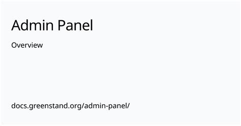 Overview Admin Panel