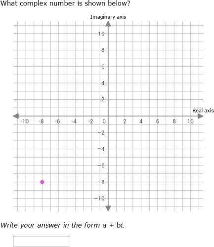IXL Write And Graph Complex Numbers Using The Complex Plane Algebra Practice