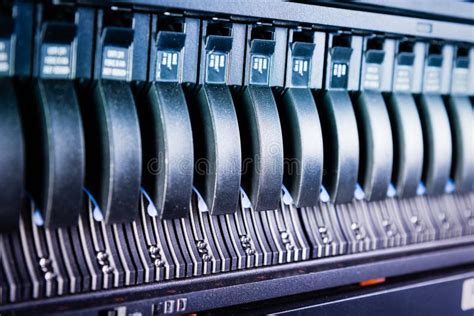 Cluster Of Data Storage Ssd Hard Drives Inside Server Rack Stock Image Image Of Industry