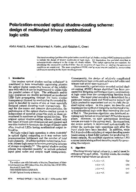 pdf polarization encoded optical shadow casting scheme design of multioutput trinary