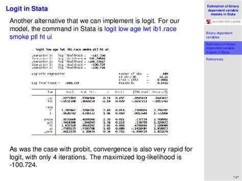 Estimation Of Binary Dependent Variable Models In Stata Speaker Deck