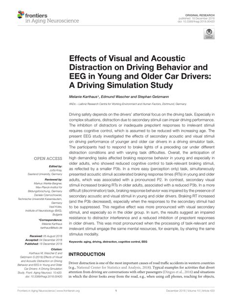 Pdf Effects Of Visual And Acoustic Distraction On Driving Behavior And Eeg In Young And Older