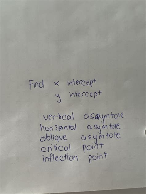 Find X ﻿intercept Y ﻿intercept Vertical Asoymtote